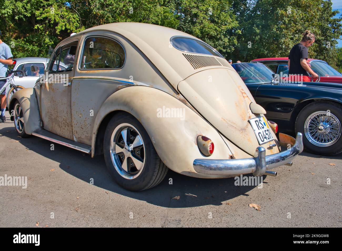 VW Beetle from the sixties rusted, side view from the rear Stock Photo ...