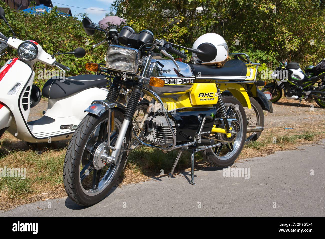 yellow Kreidler Florett AMC RS oldtimer motorbike Stock Photo - Alamy
