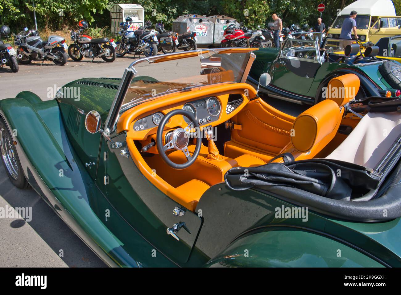 Green Morgan Roadster cabriolet, vintage car, interior view Stock Photo ...