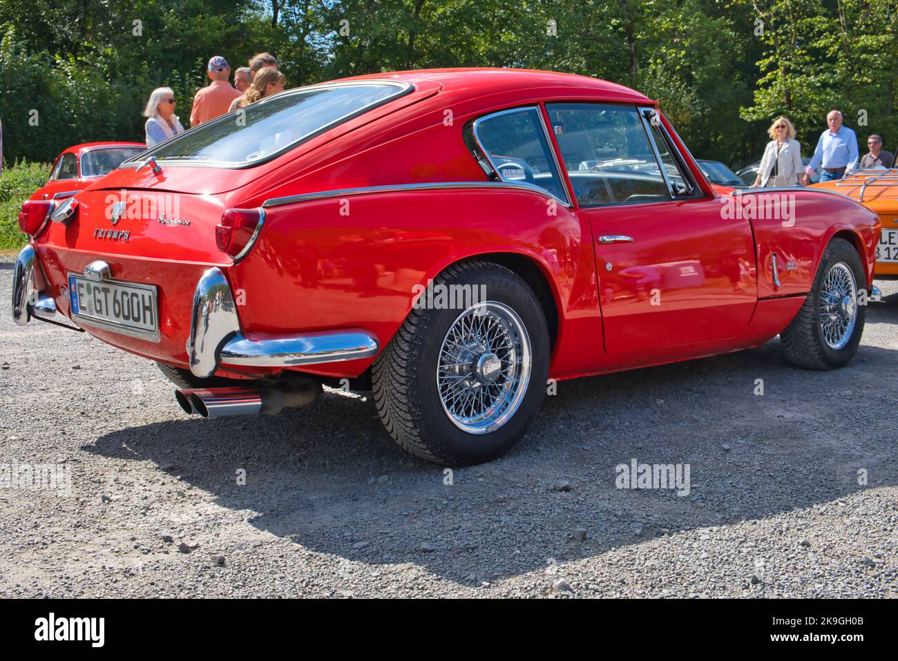 Red Triumph GT6 , produced 1966- 1973, old timer car, diagonal rear ...