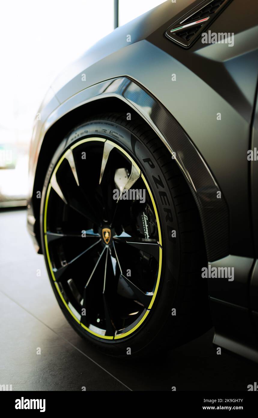 A part of Lamborghini exotic car in showroom Stock Photo - Alamy