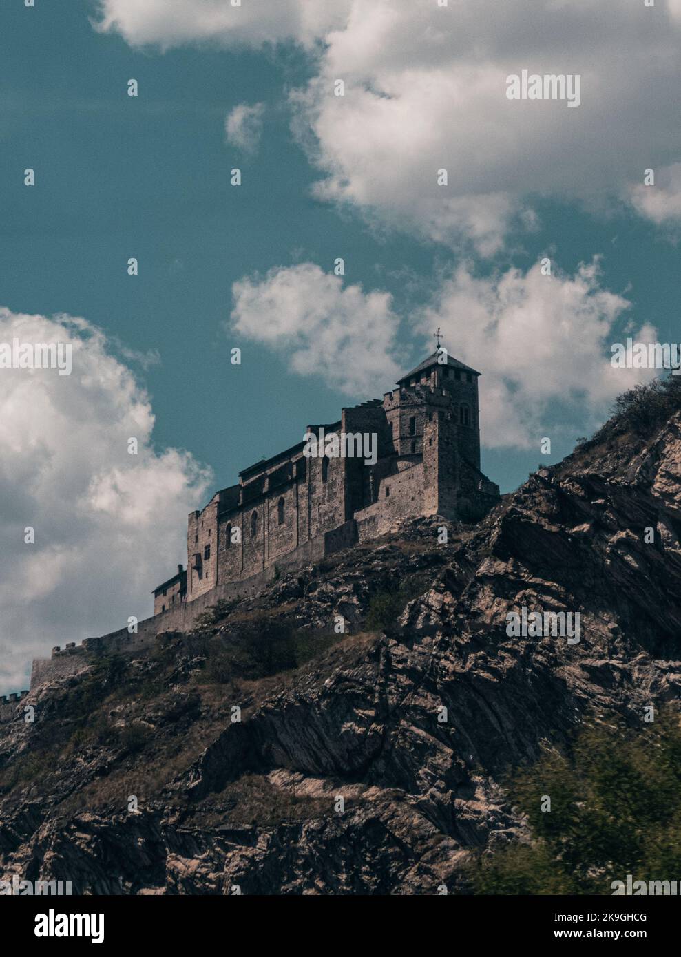 A low angle vertical view of Valere Basilica church in switzerland ...