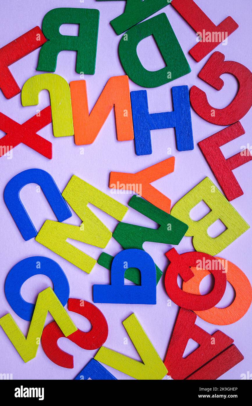 Multi color alphabet letters hi-res stock photography and images - Alamy