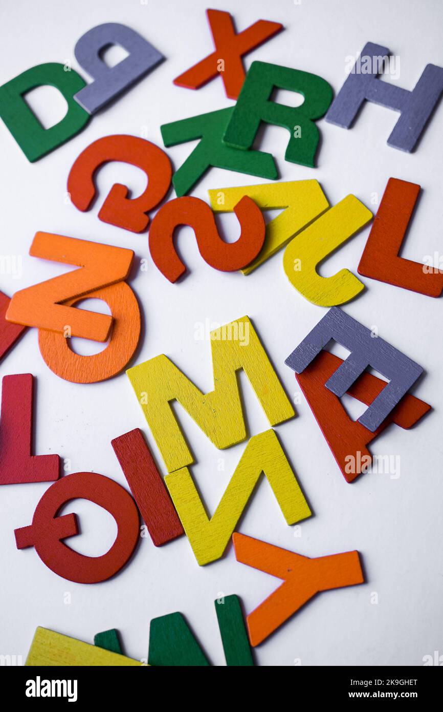 Multi color alphabet letters hi-res stock photography and images - Alamy