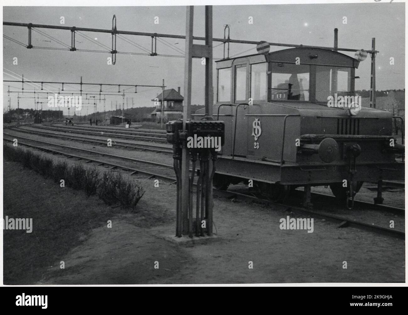 Electrified yard. State Railways, SJ Z 23, petrol -powered locomotor ...