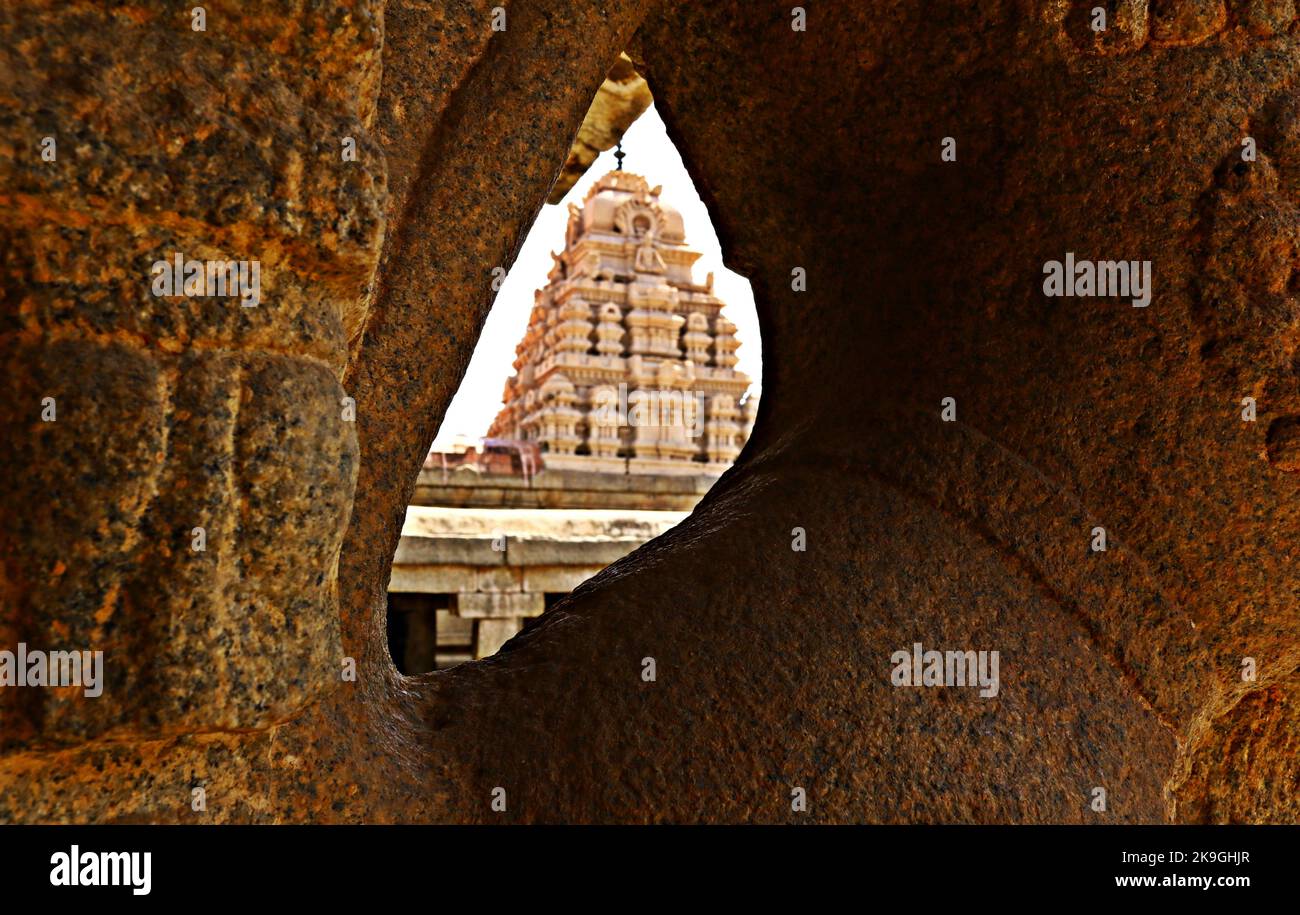 Temple Tower View through Stone Structure Stock Photo - Alamy