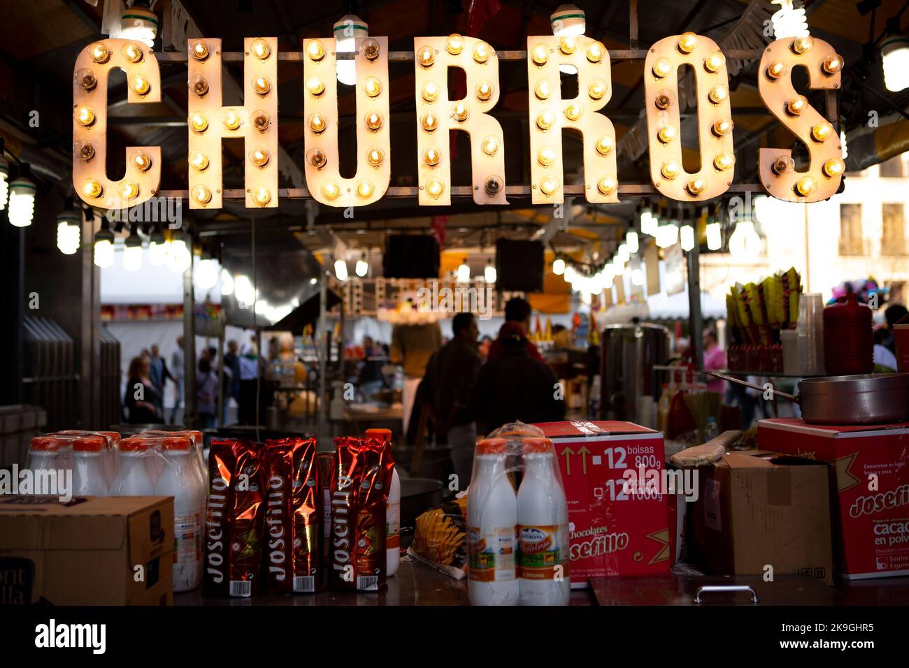The churros stand at the Falles traditional festival celebration in ...