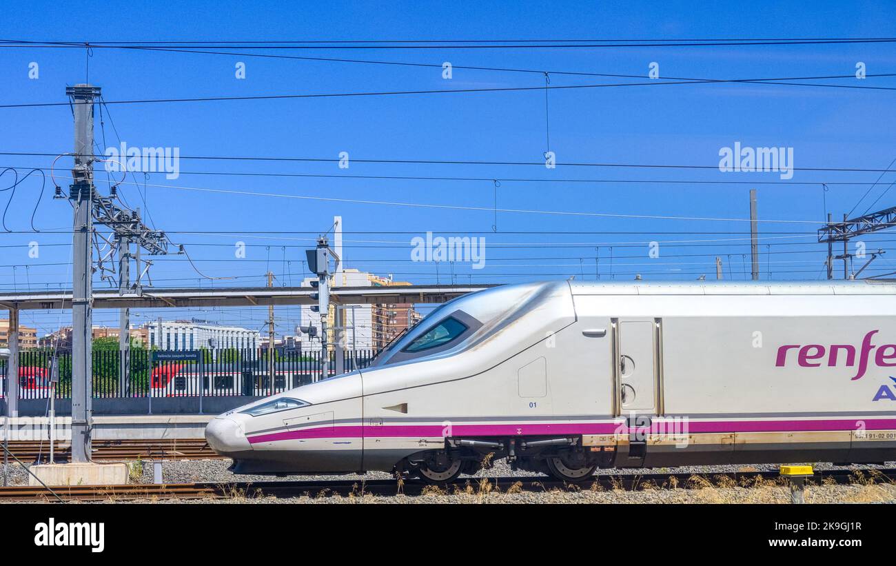 Exterior of AVE renfe train in Valencia, Spain Stock Photo - Alamy