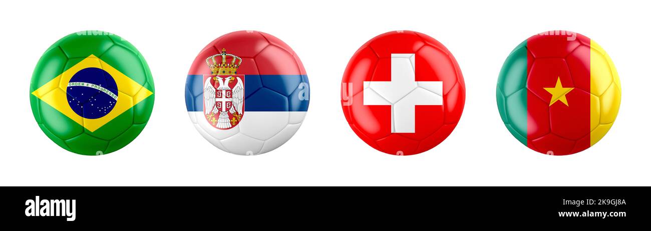 World Cup 2022 Qatar GROUP G teams ball flags. isolated on white ...
