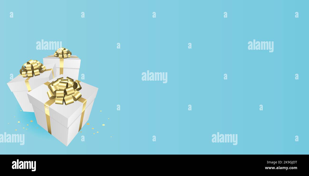 Gift boxes with a gold bow design banner - Christmas and birthday ...