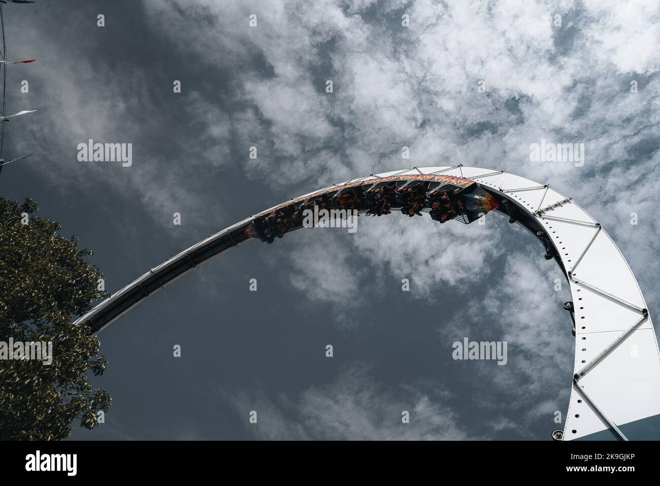 A roller coaster ride in an amusement park in New Mexico Cliff in ...