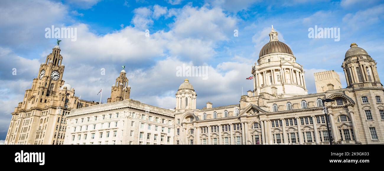 The world famous Three Graces made up of the Royal Liver Building, the ...