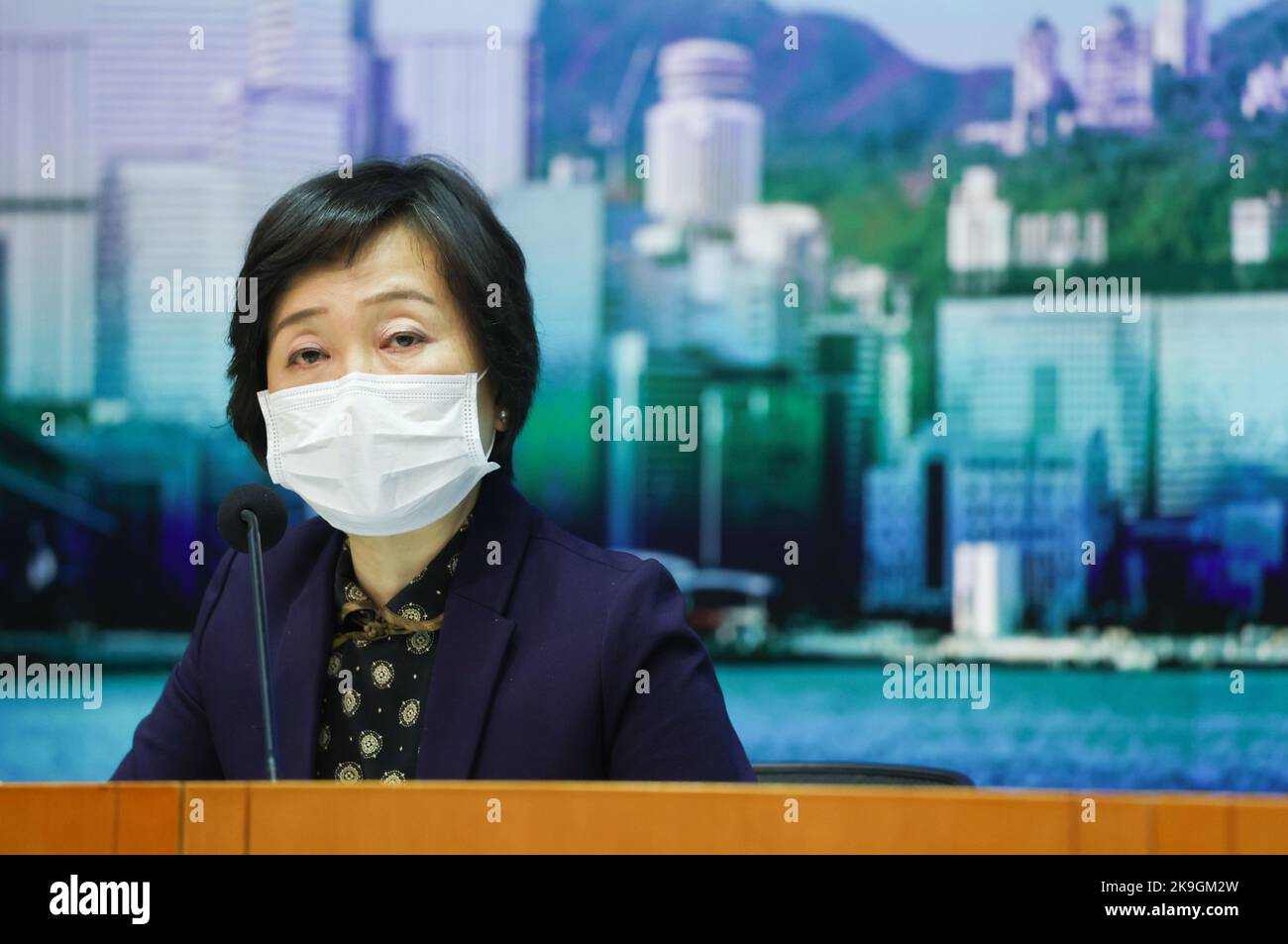 Christine Choi Yuk-lin,Secretary for Education, attends a press ...