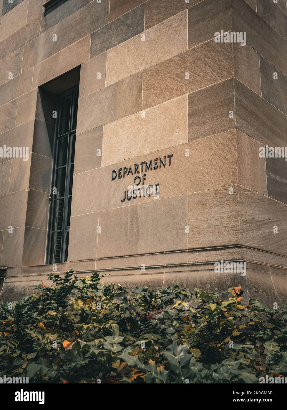 The exterior wall of the Department of Justice in Washington Stock ...