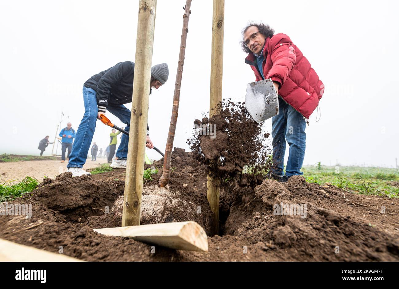 Racineves, Czech Republic. 28th Oct, 2022. Planting of trees in the ...