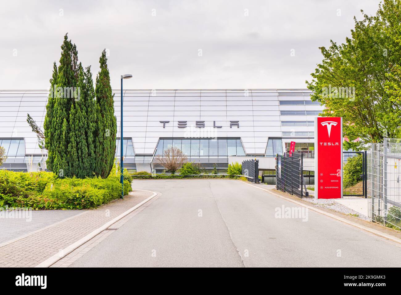 Horizontal shot of a Tesla service center in Dortmund (Germany Stock ...