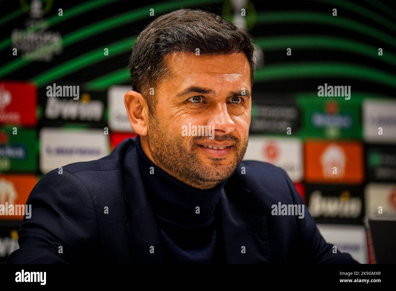 BRUSSELS, BELGIUM - OCTOBER 27: Coach Nicolae Dica of FCSB attends a ...
