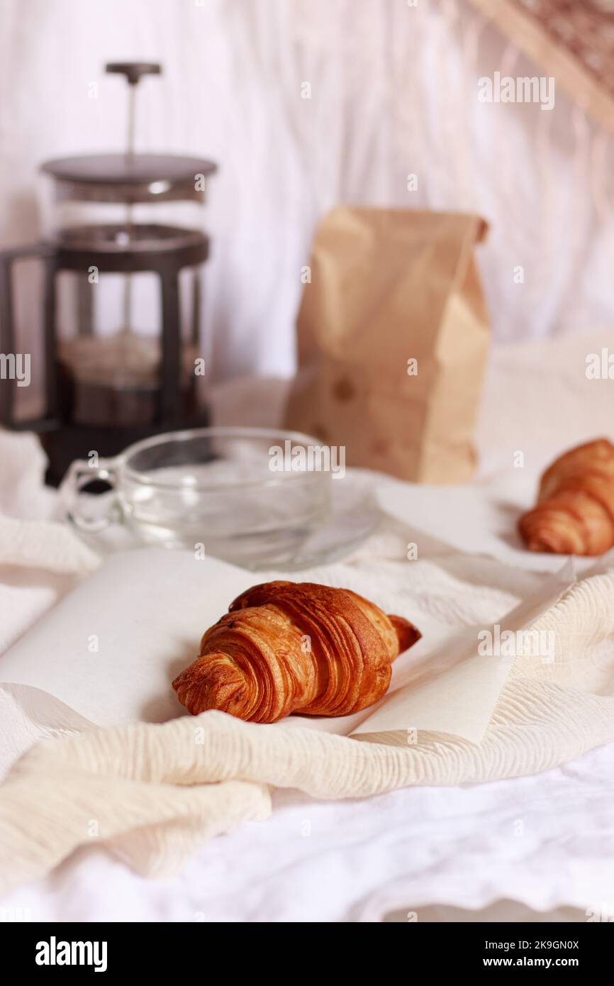 Simple french breakfast of croissants and coffee Stock Photo - Alamy
