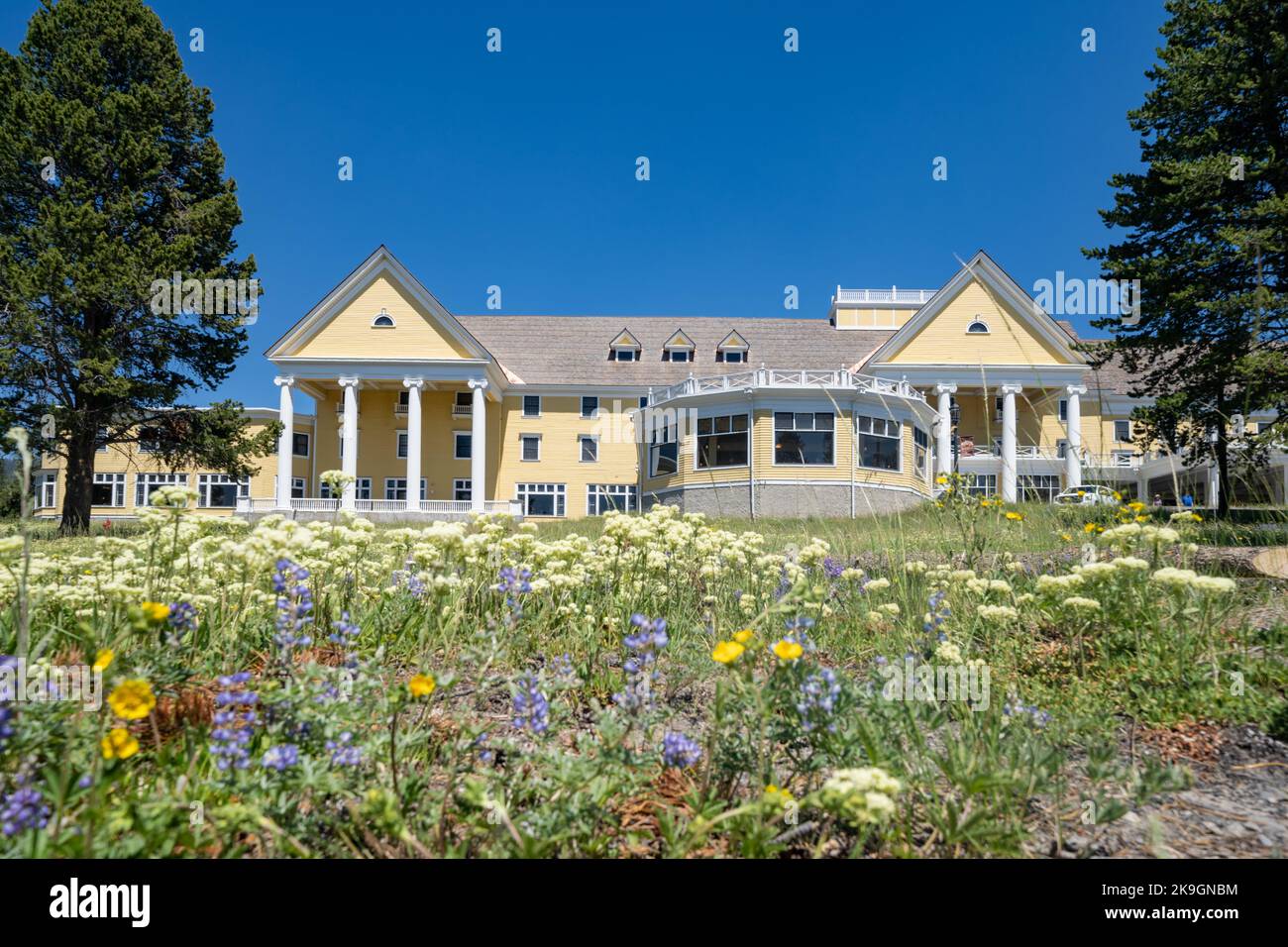 Wyoming, USA - July 19, 2022: Outside the iconic Lake Yellowstone Hotel ...