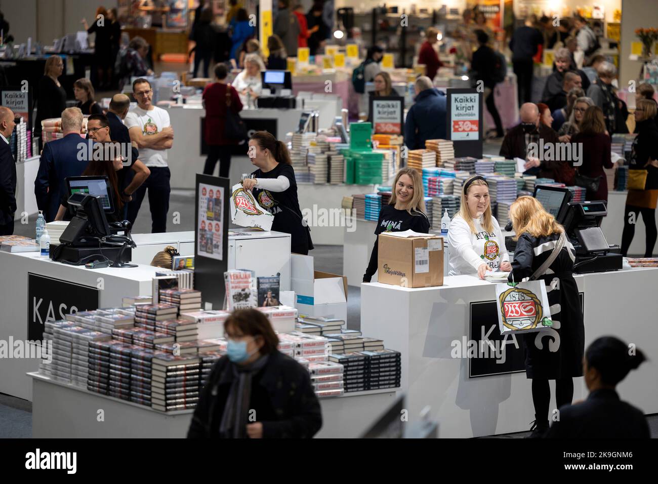Helsinki, Finland. 28th Oct, 2022. People visit the Helsinki Book Fair ...