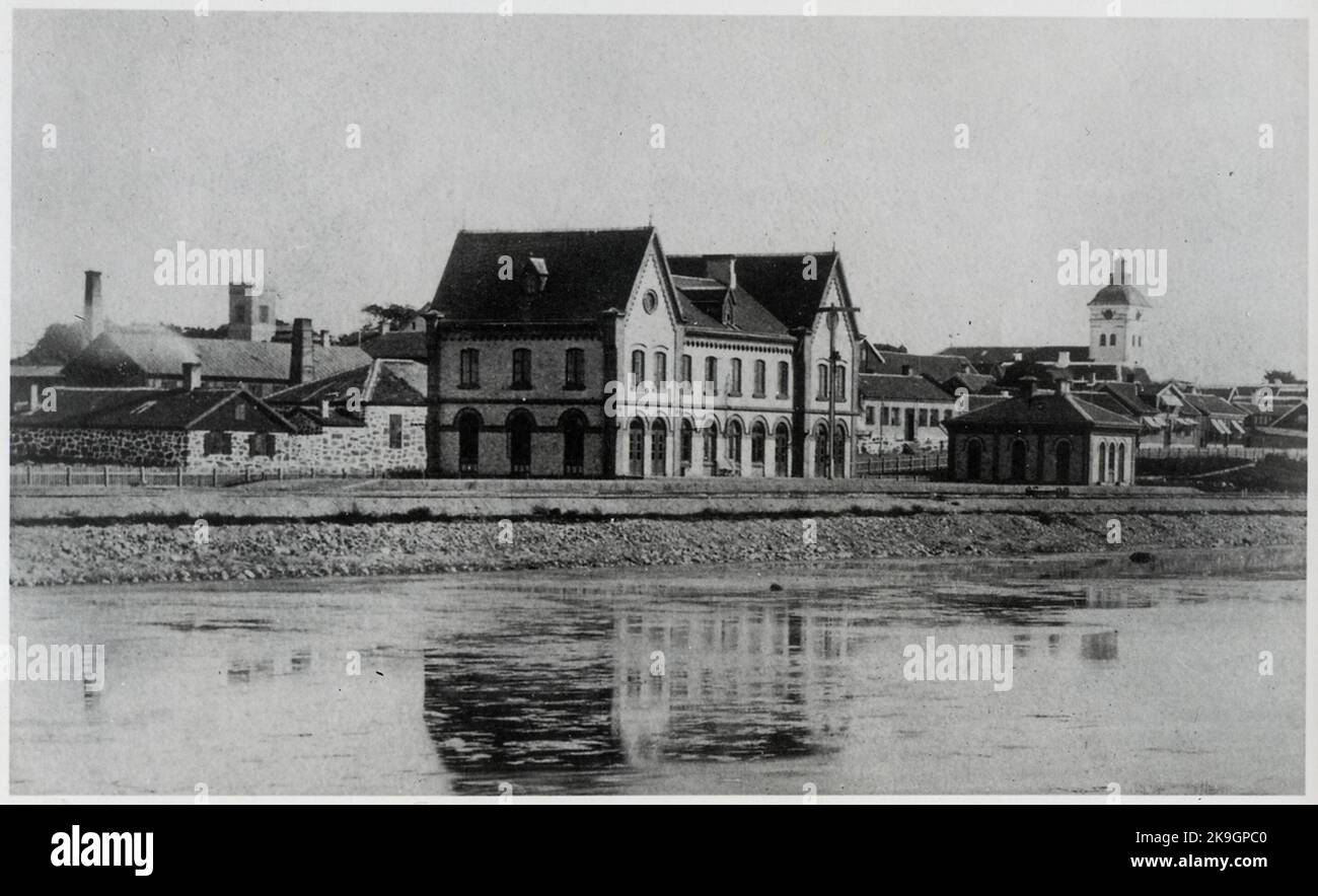 Varberg station in its original condition in the early 1880s. Note Only ...