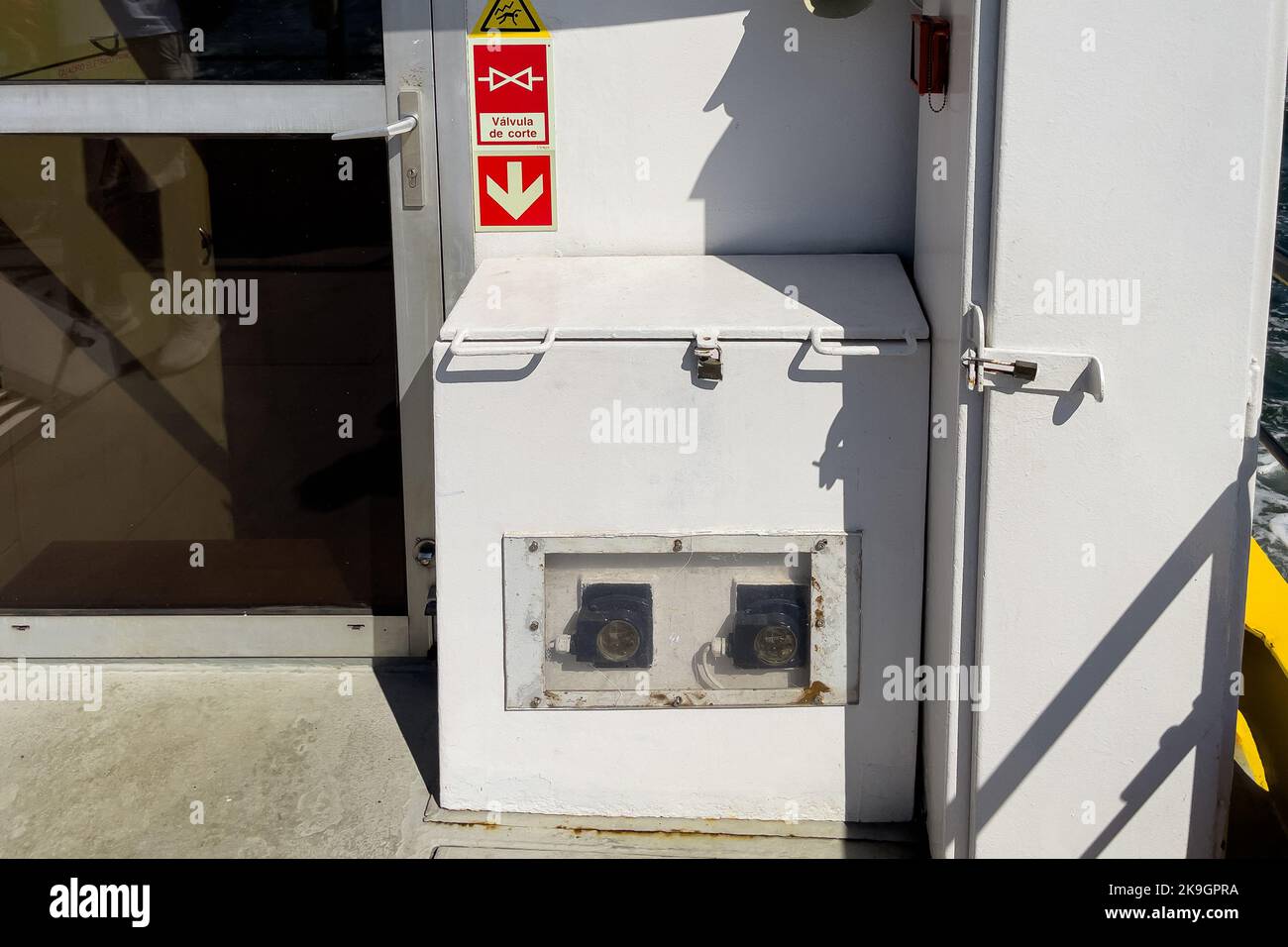 Safety tools onboard of a tour boat Stock Photo - Alamy