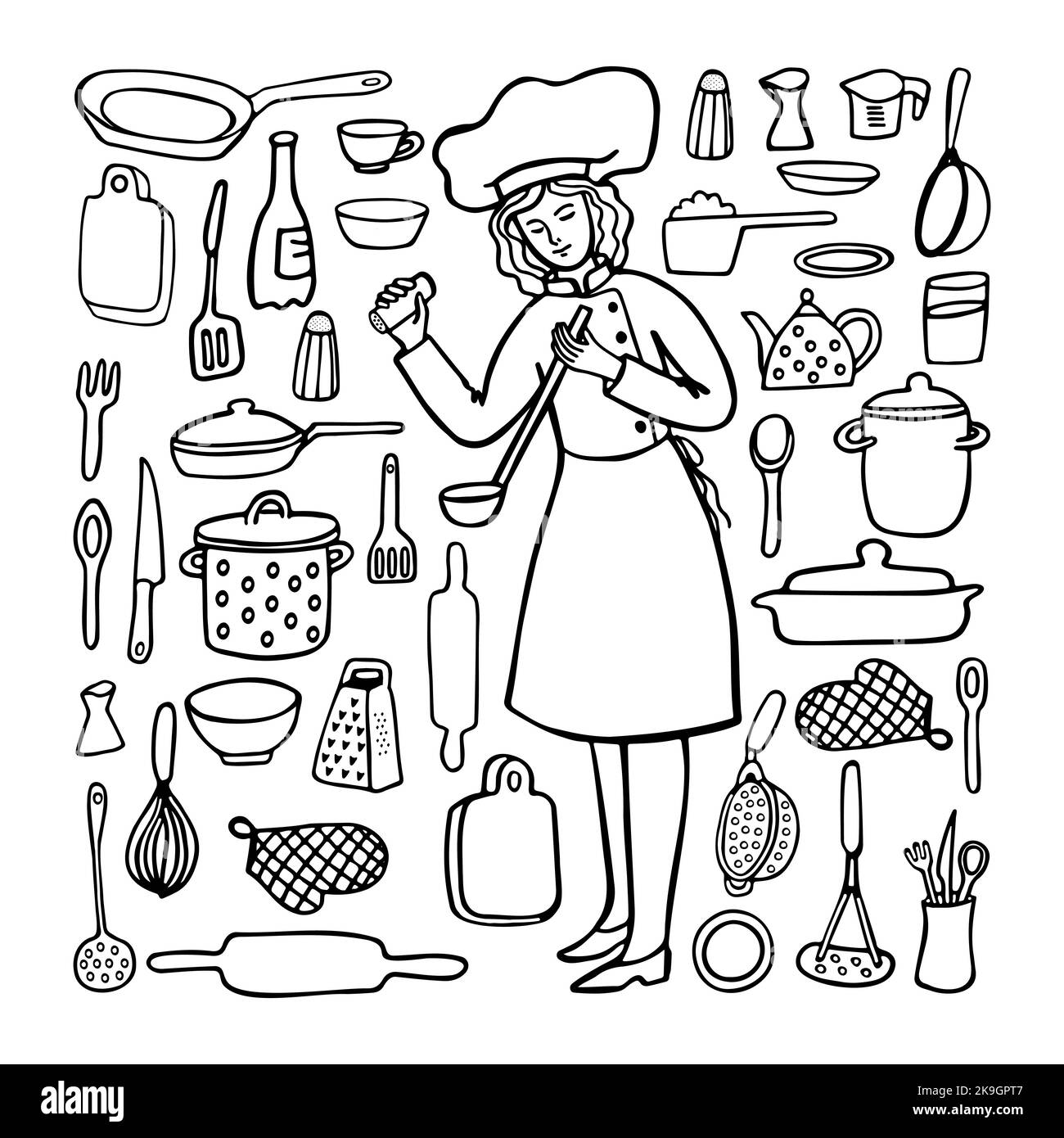 Chef Utensils Drawing at Loretta Cyr blog