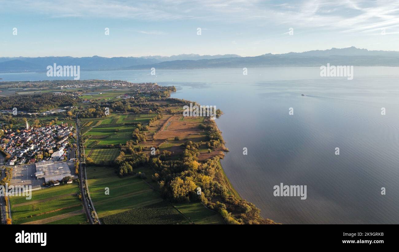 An aerial view of the Friedrichshafen Bodensee lake Stock Photo - Alamy
