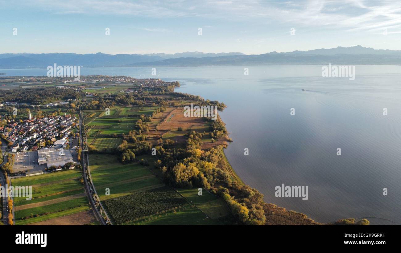 An aerial view of the Friedrichshafen Bodensee lake Stock Photo - Alamy