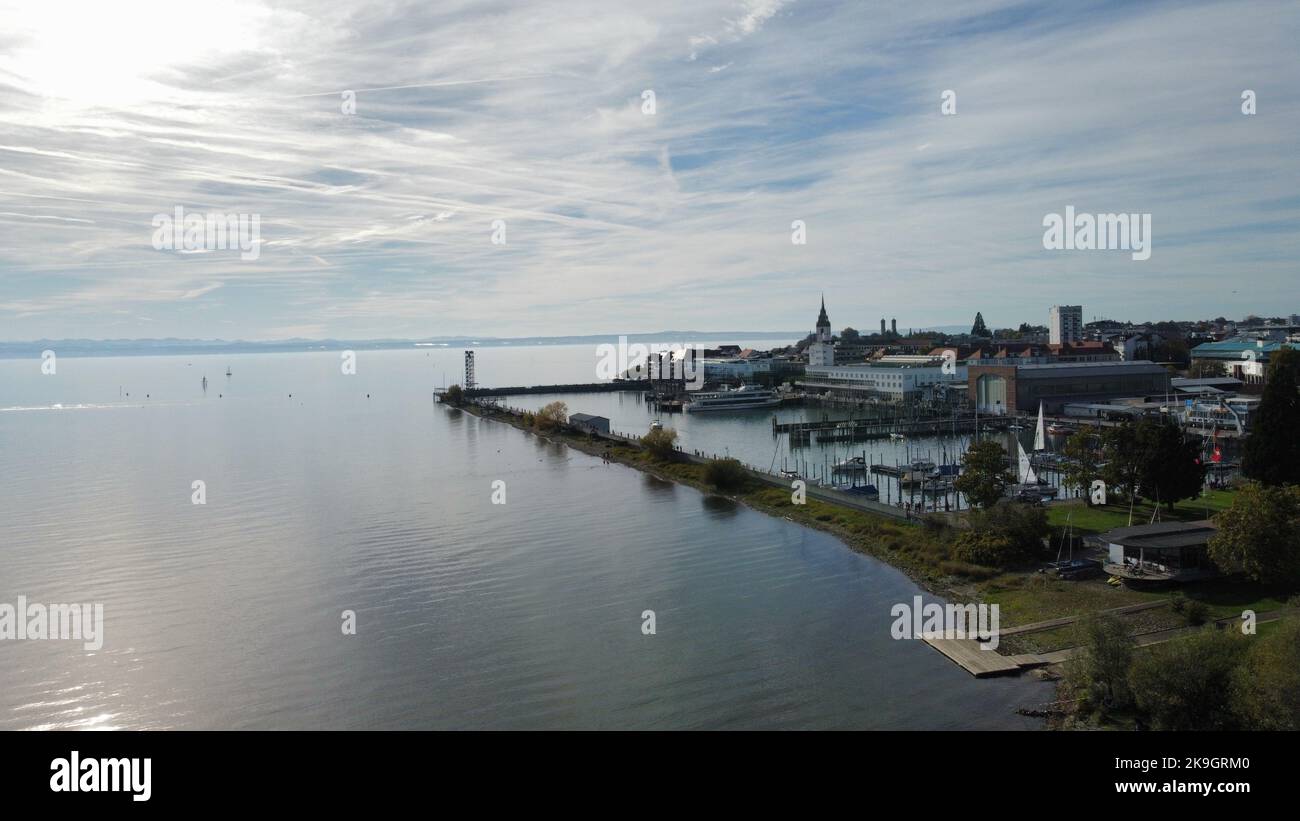 An aerial view of the Friedrichshafen Bodensee lake Stock Photo - Alamy