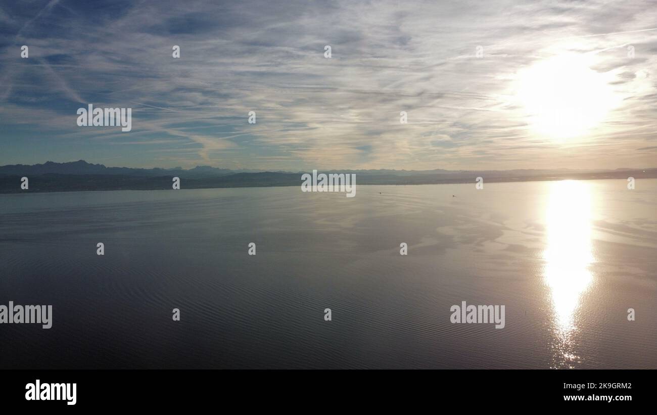 An aerial view of the Friedrichshafen Bodensee lake Stock Photo - Alamy