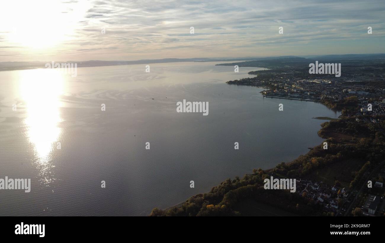 An aerial view of the Friedrichshafen Bodensee lake Stock Photo - Alamy