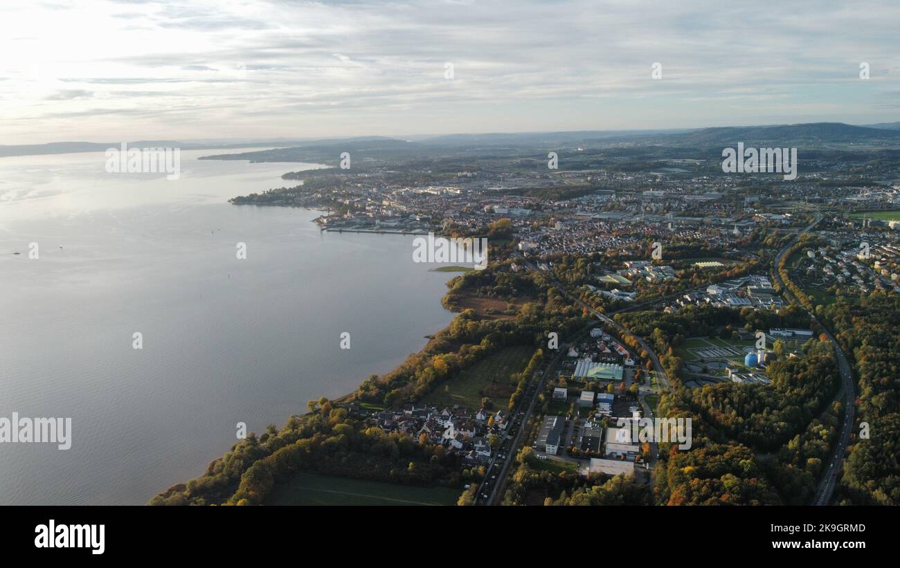 An aerial view of the Friedrichshafen Bodensee lake Stock Photo - Alamy