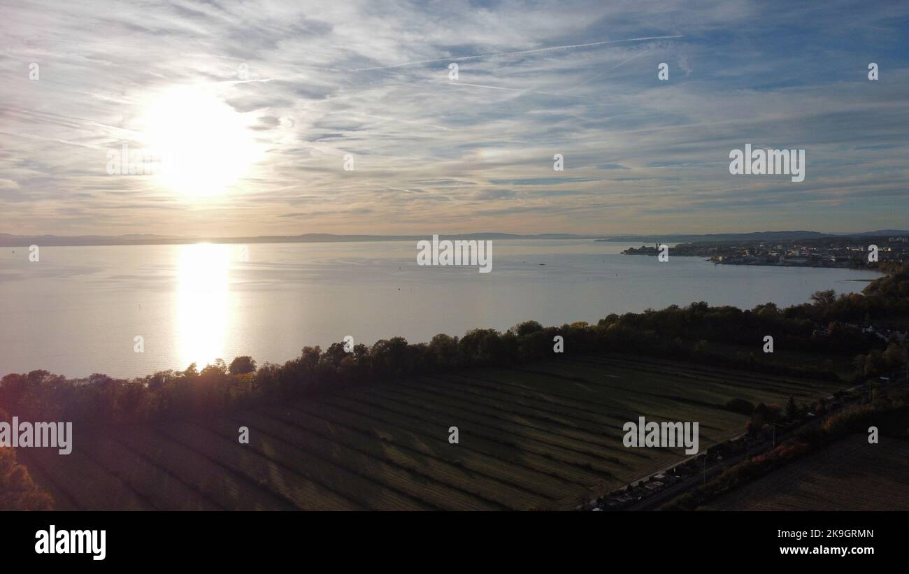 An aerial view of the Friedrichshafen Bodensee lake Stock Photo - Alamy