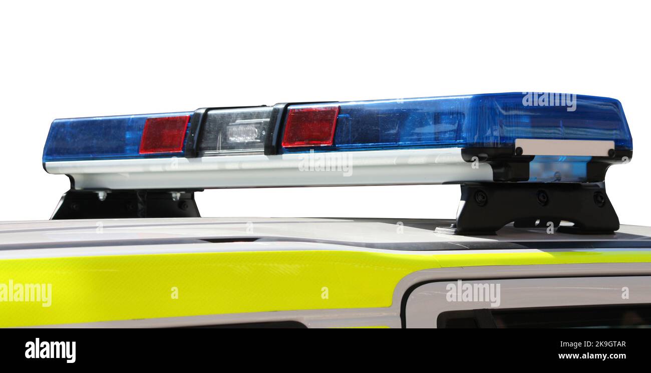 The Blue Lights on Top of a Police Car Stock Photo - Alamy