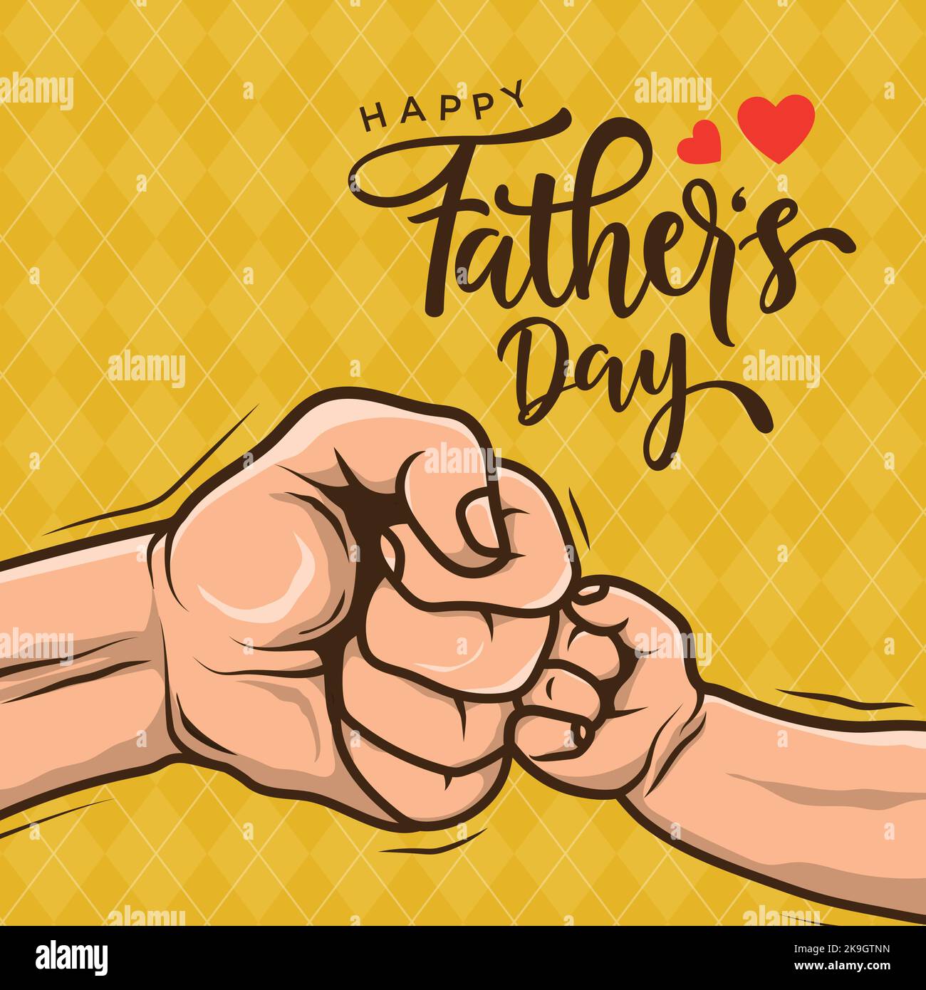 Happy Fathers day typography with Father and son fist bump in line art ...