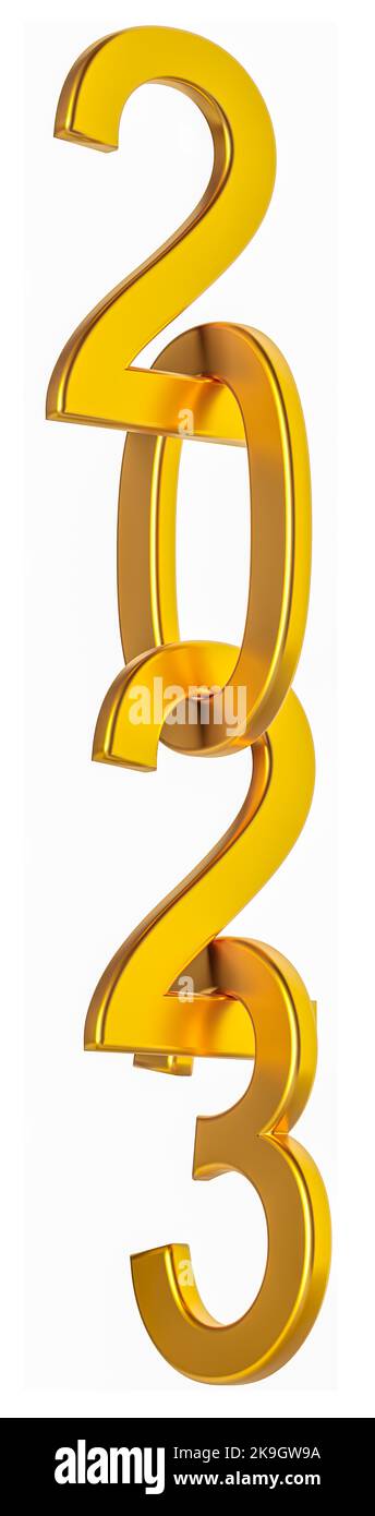 New year holiday concept. Gold number 2023. 3d rendering Stock Photo ...