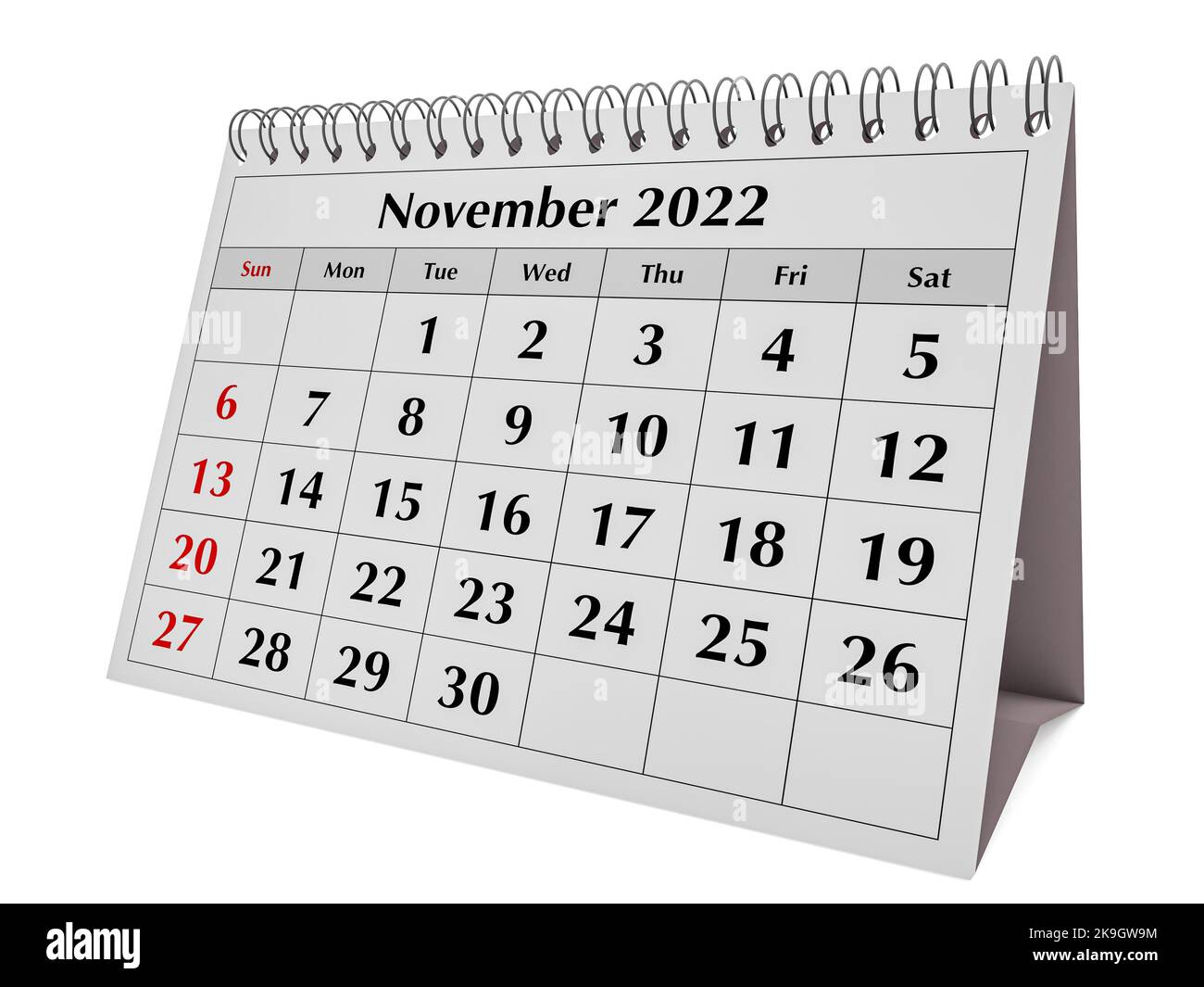 One page of the annual business desk monthly calendar. Date - month ...