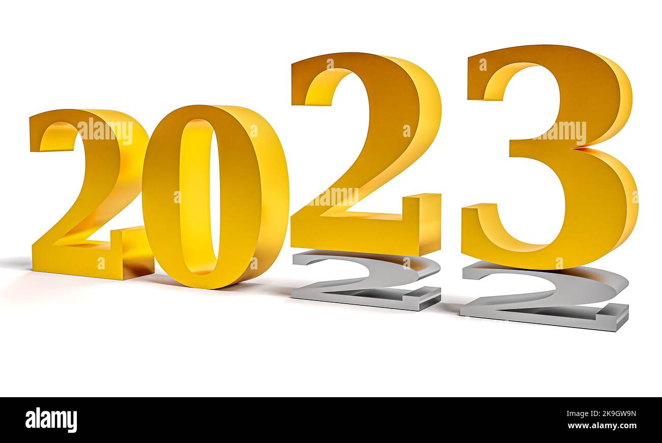 New year 2023 holiday concept. The number 2023 lies at 2022. 3d ...