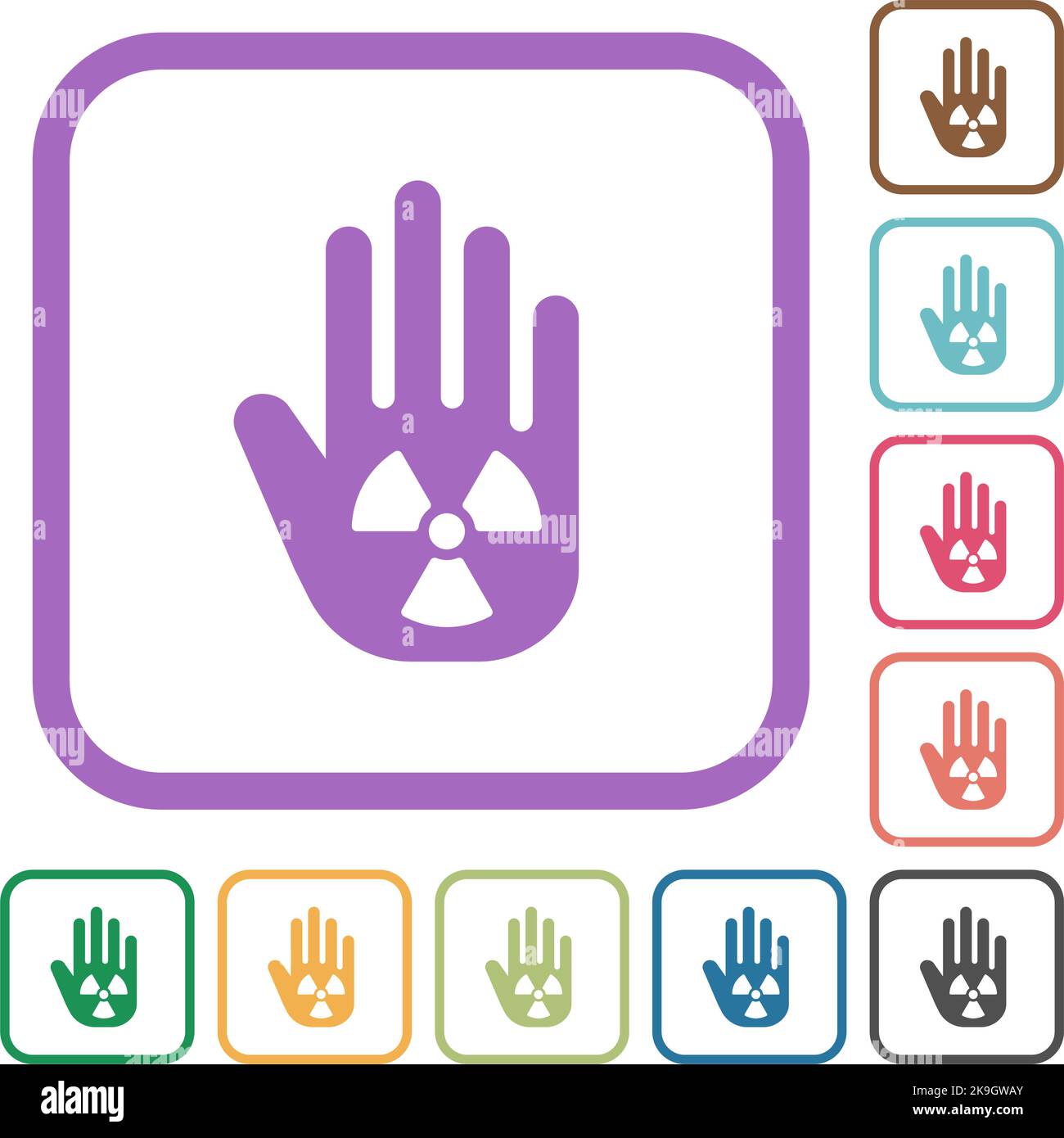 Hand shaped uranium sanction sign solid simple icons in color rounded ...