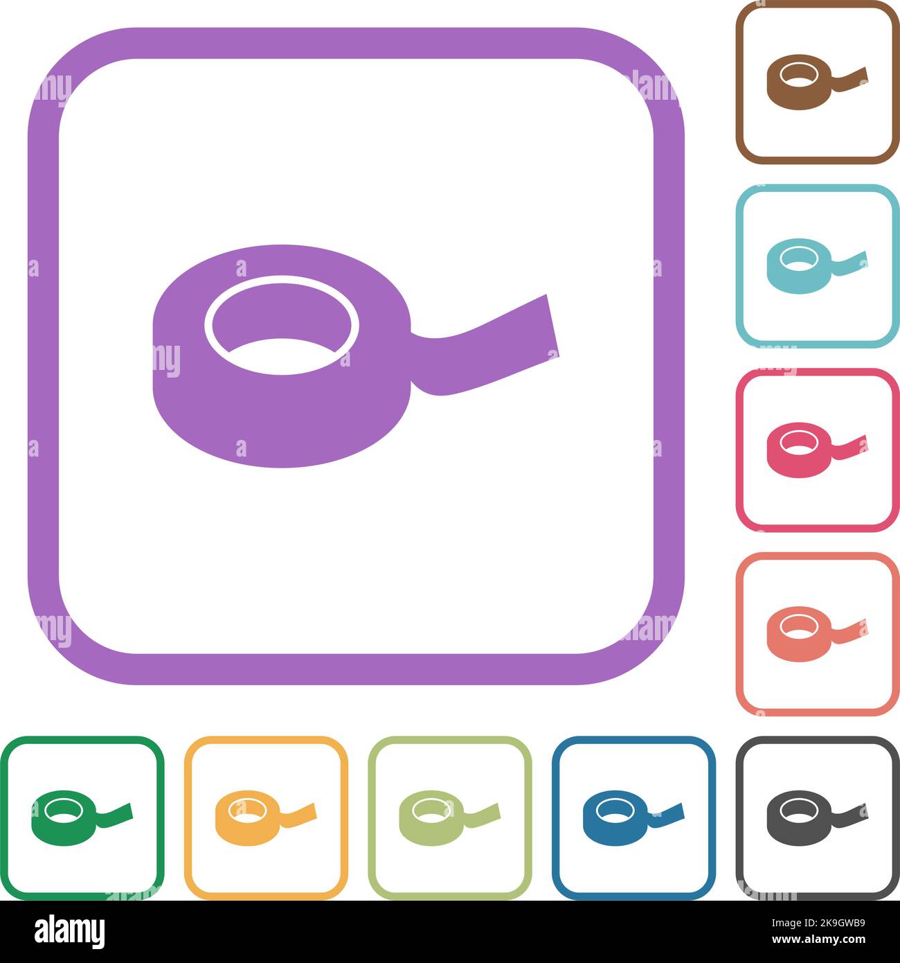 Insulating tape simple icons in color rounded square frames on white background Stock Vector ...