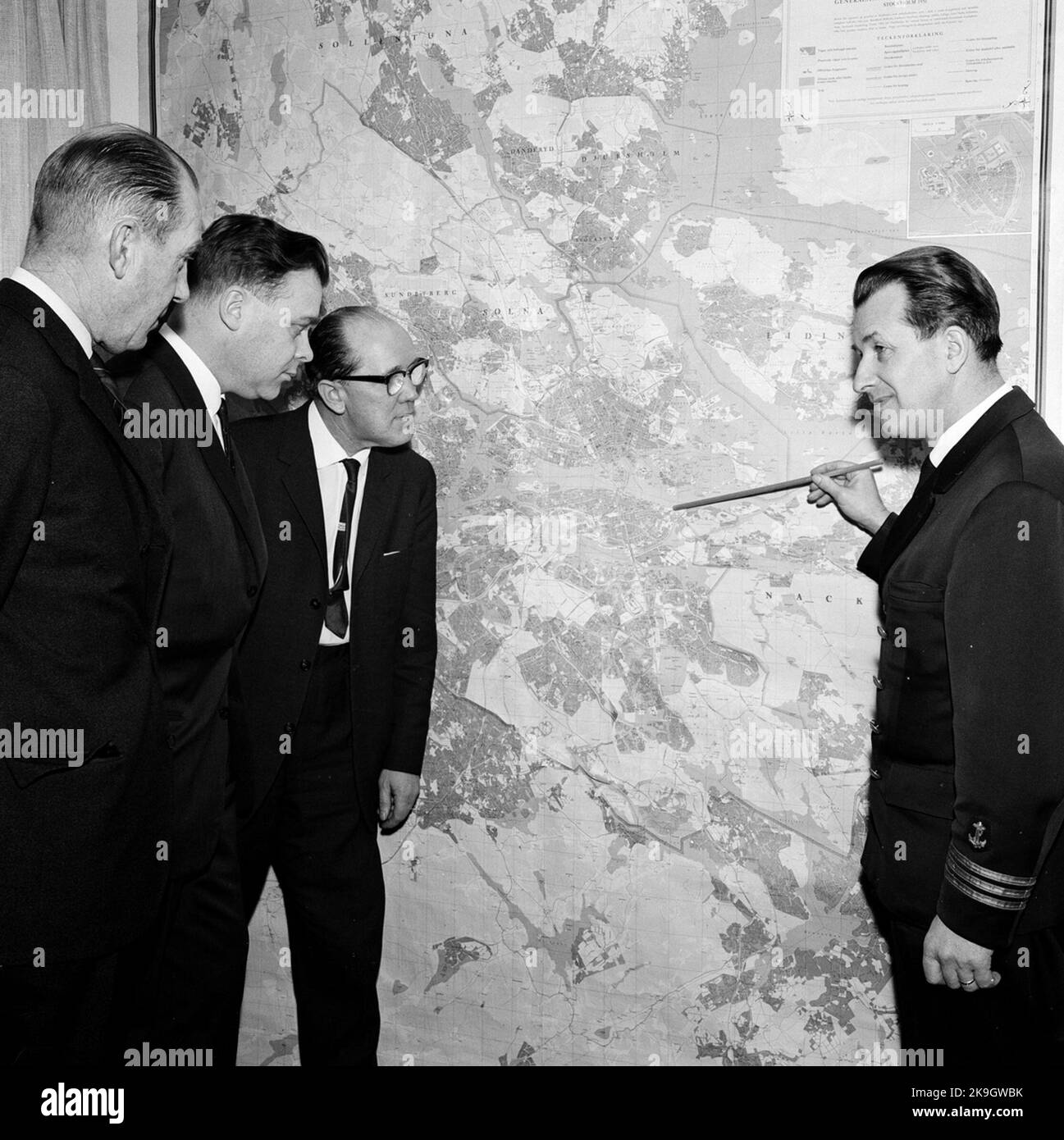 The on -call group, winter -63. Map of the central Greater Stockholm ...