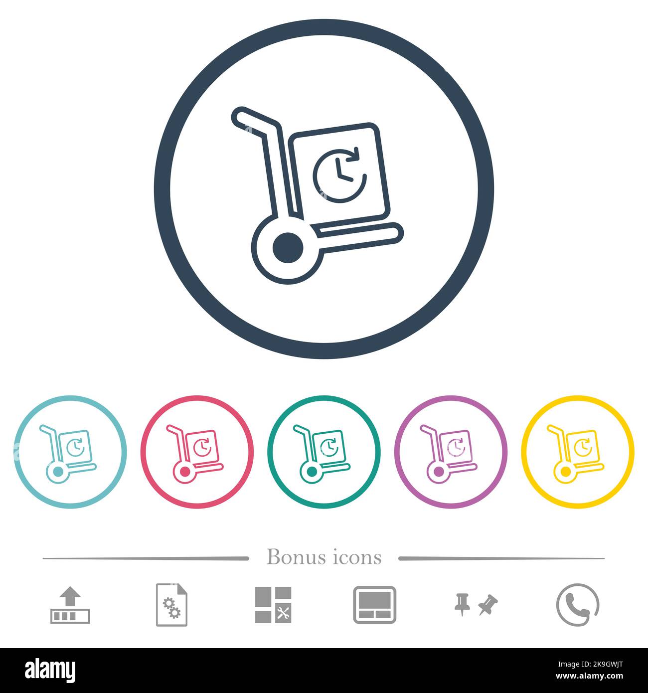 Express up parcel delivery outline flat color icons in round outlines ...