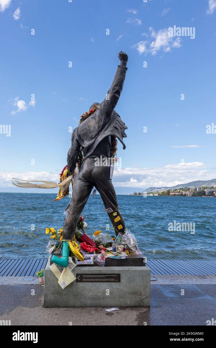 Statue Freddie Mercury, lake, Geneva, Montreux, Switzerland. (CTK Photo ...