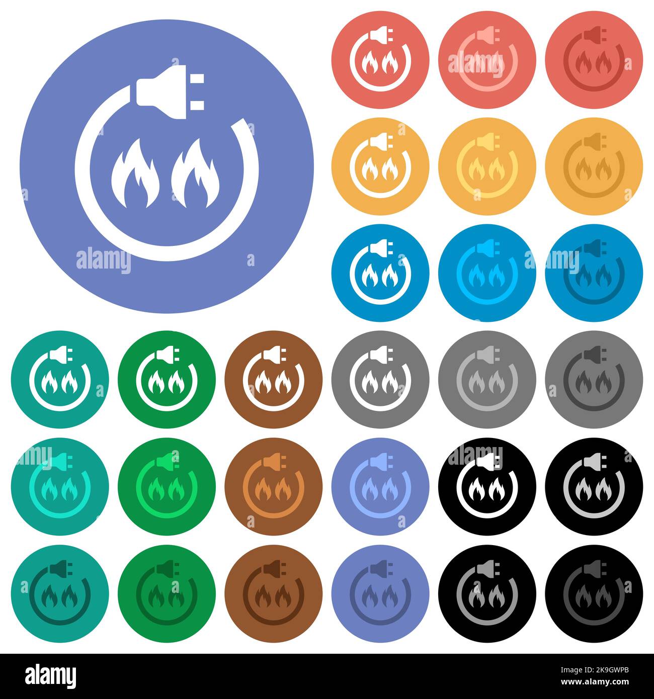 Gas energy multi colored flat icons on round backgrounds. Included ...