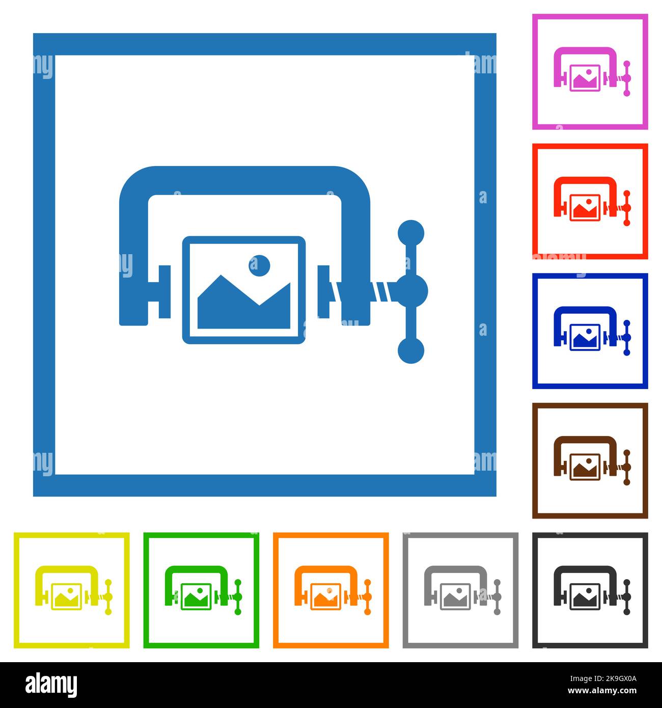Image compression solid flat color icons in square frames on white ...