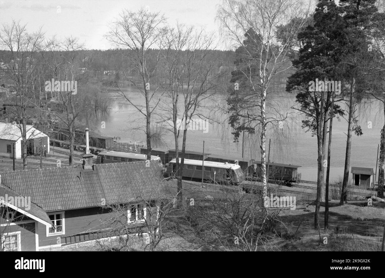 Rail buses in front of the rail bus Stock Photo - Alamy