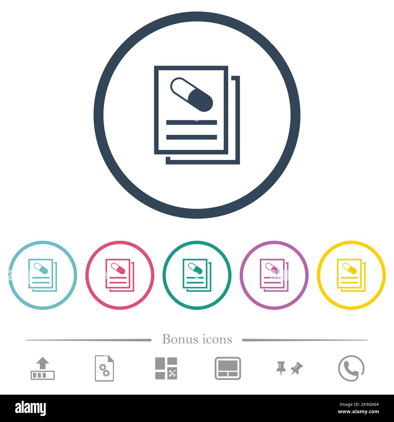 Medical prescription flat color icons in round outlines. 6 bonus icons included Stock Vector ...
