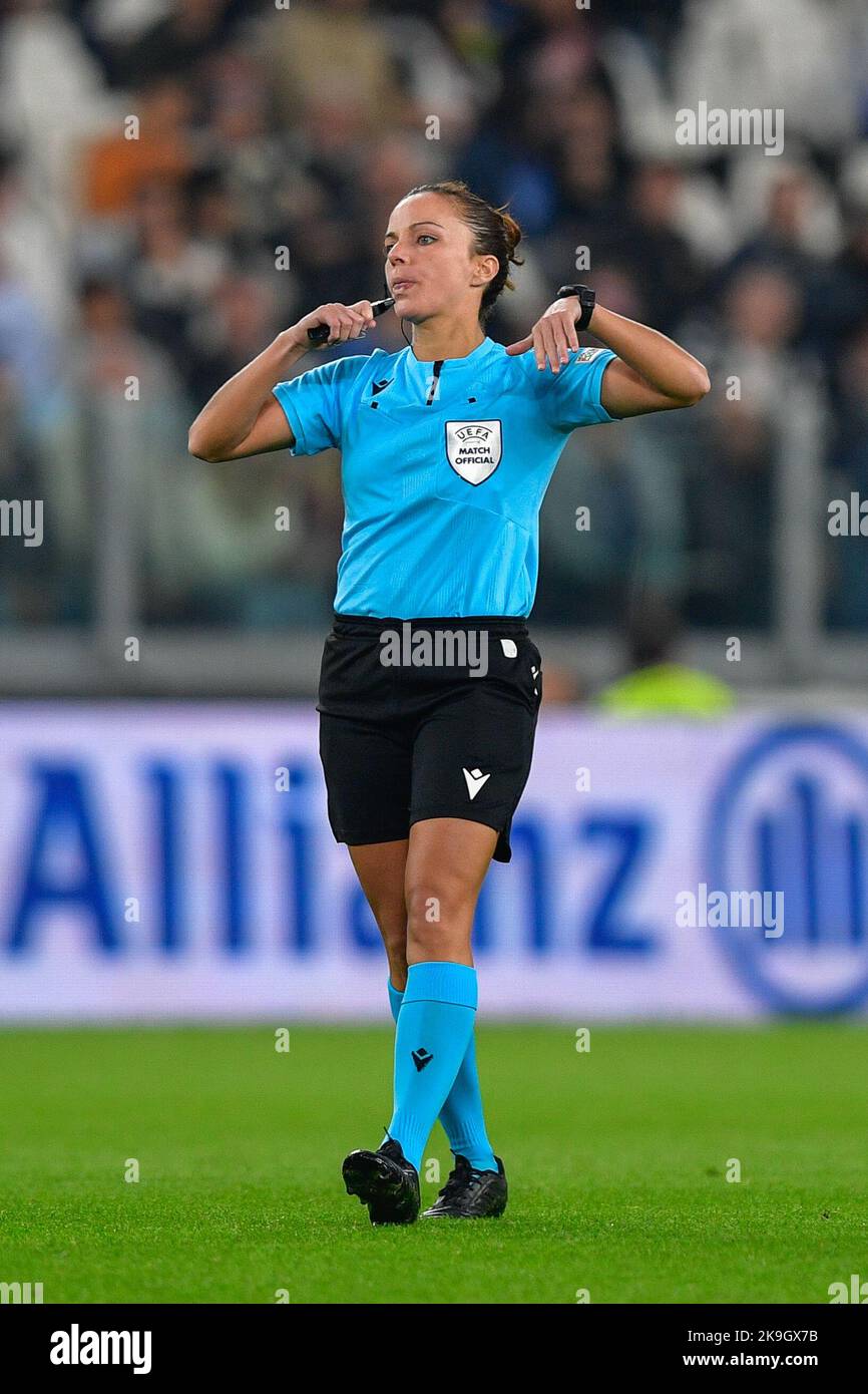 Turin, Italy. 27th Oct, 2022. Referee Marta Huerta de Aza seen during ...