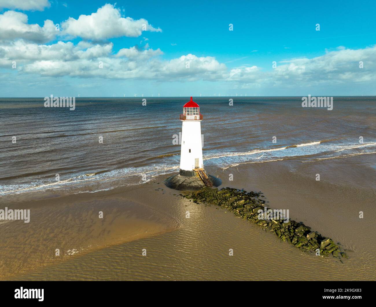 Aerial photograph of Point of Ayr Lighthouse Stock Photo - Alamy